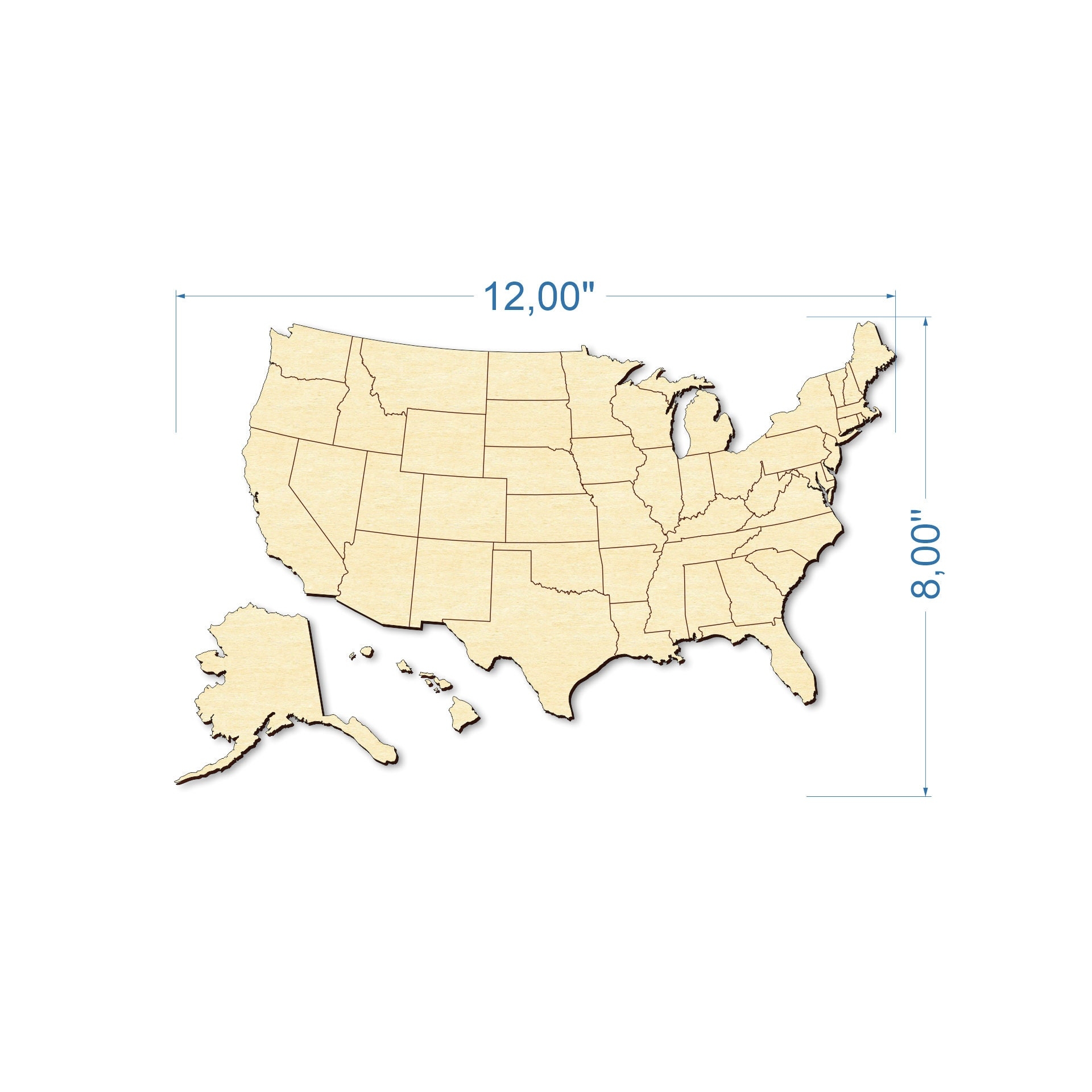 USA map - Laser Cut File, 3 versions - 3DSure