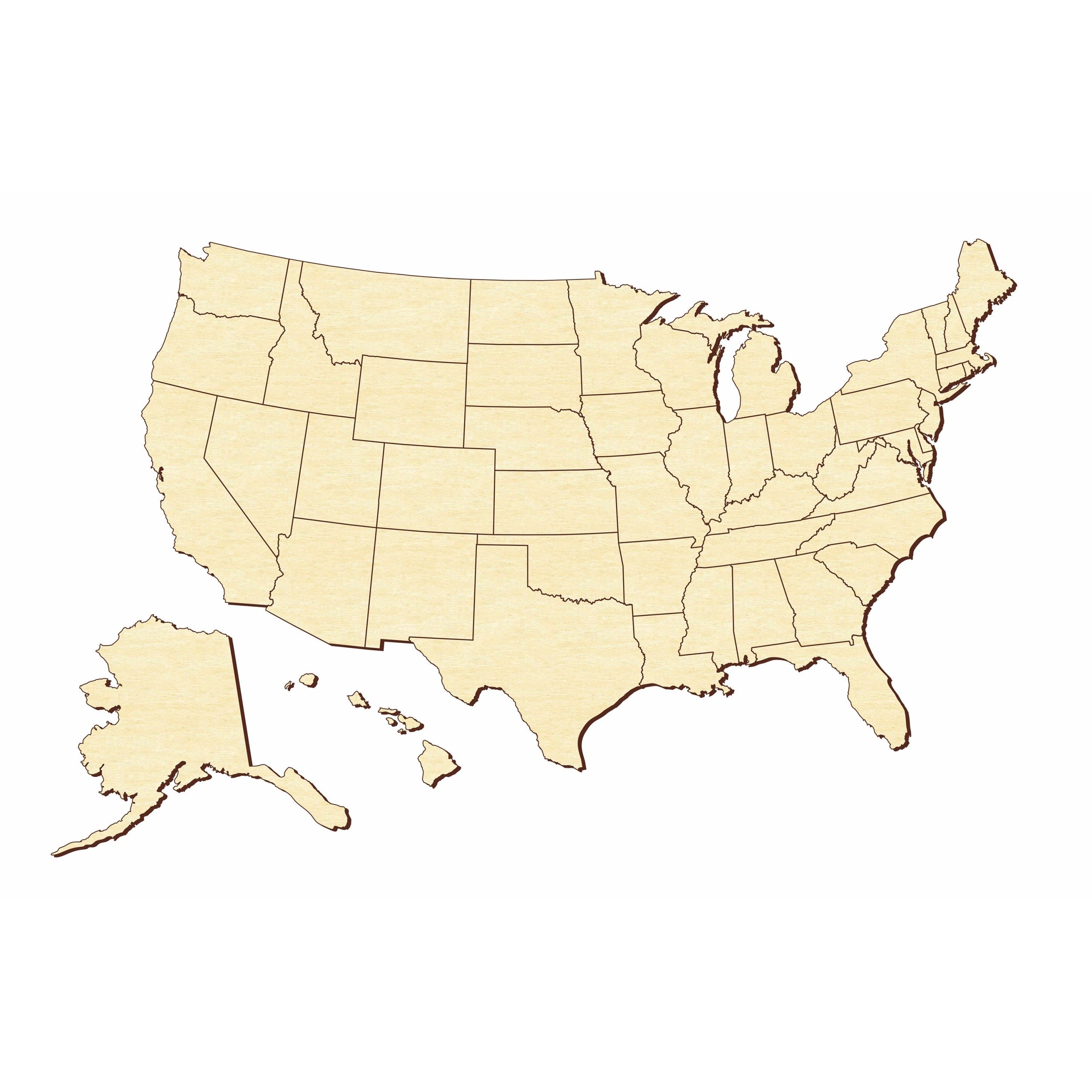 USA map - Laser Cut File, 3 versions - 3DSure