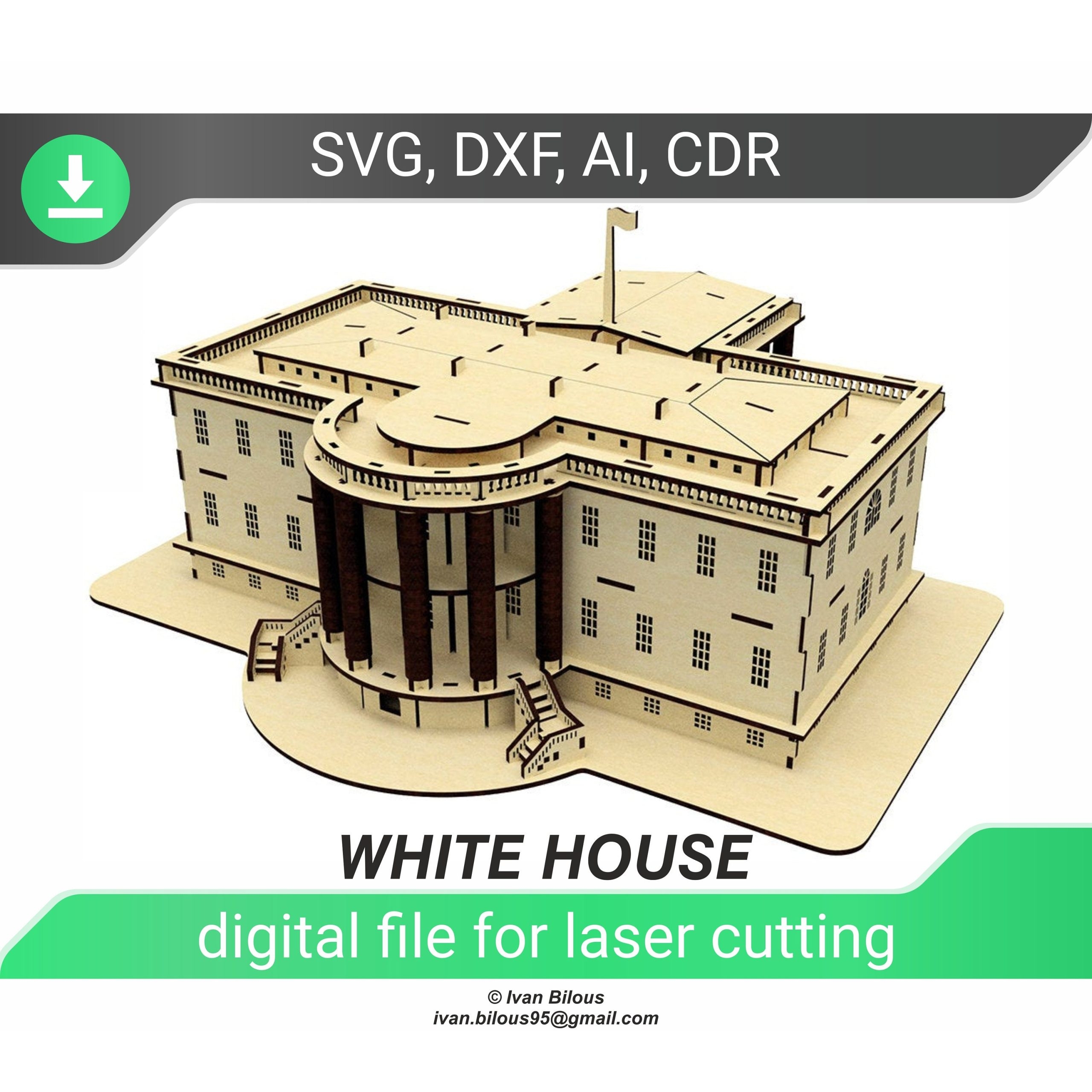 laser cut white house dxf files for laser file for cnc plan usa dxf ...