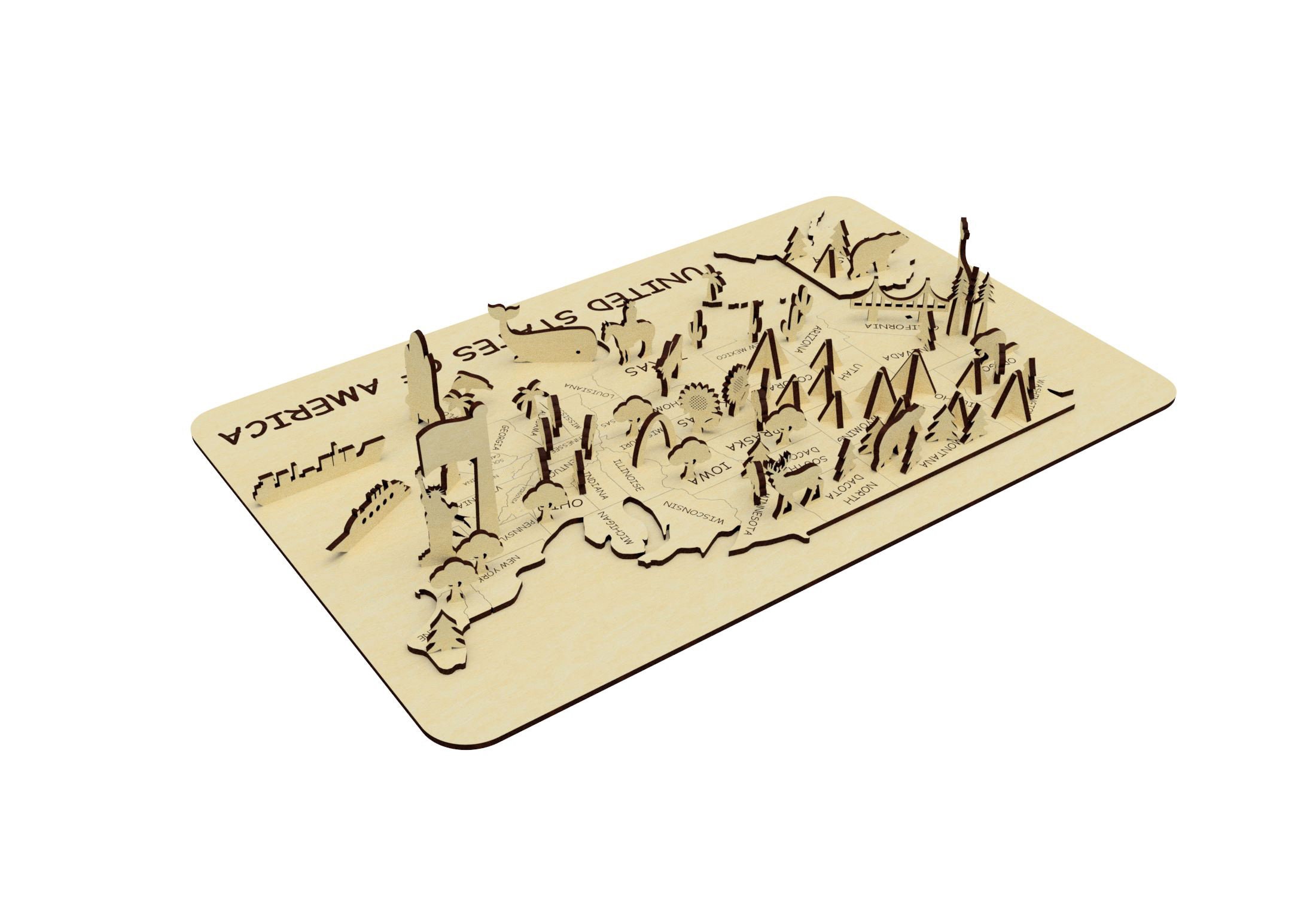 Children map of USA - Laser Cut Project - 3DSure