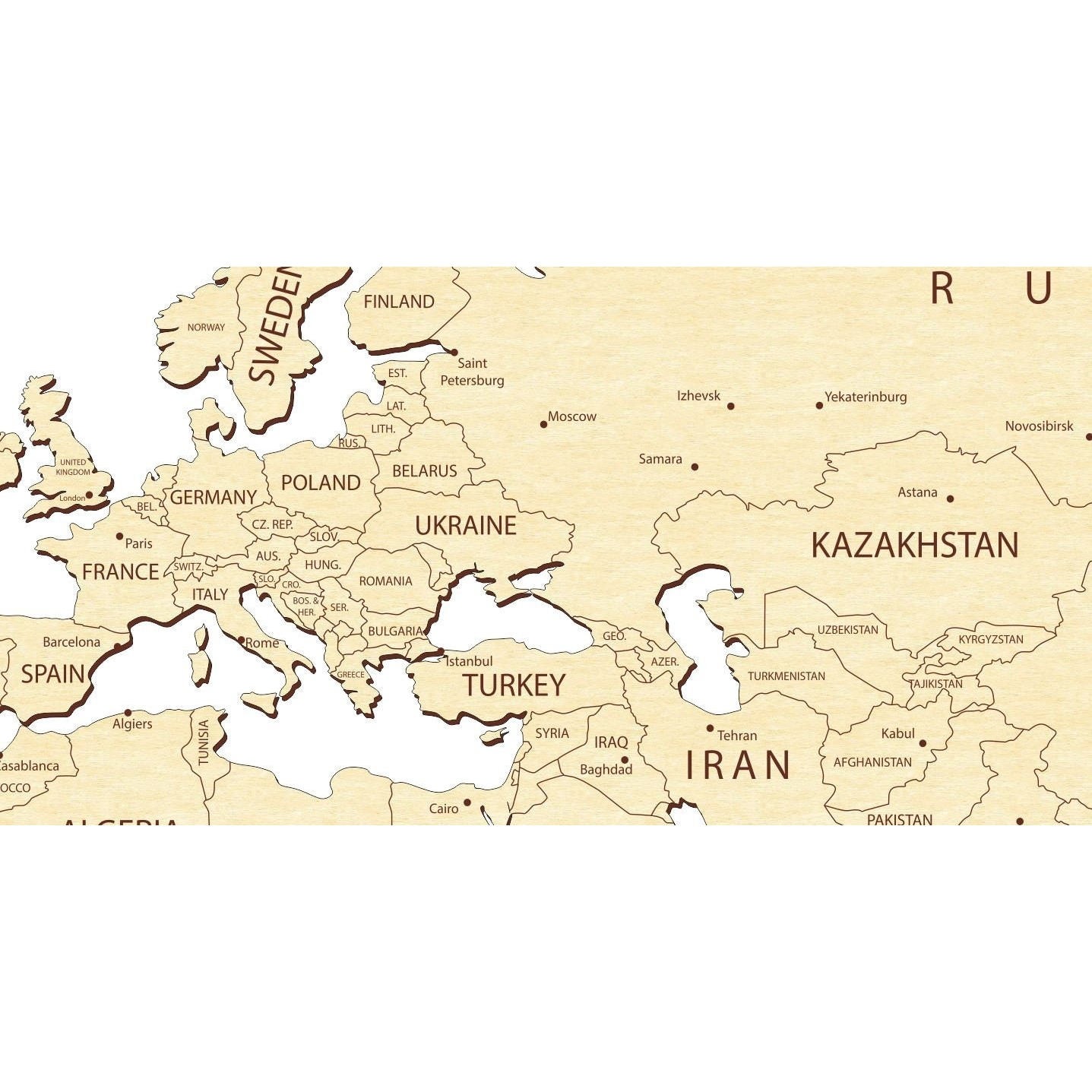 World map - laser cut file, laser engraving pattern - 3DSure