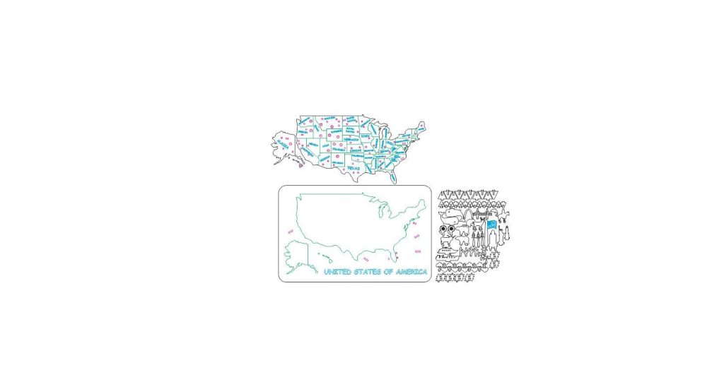 Children map of USA - Laser Cut Project - 3DSure