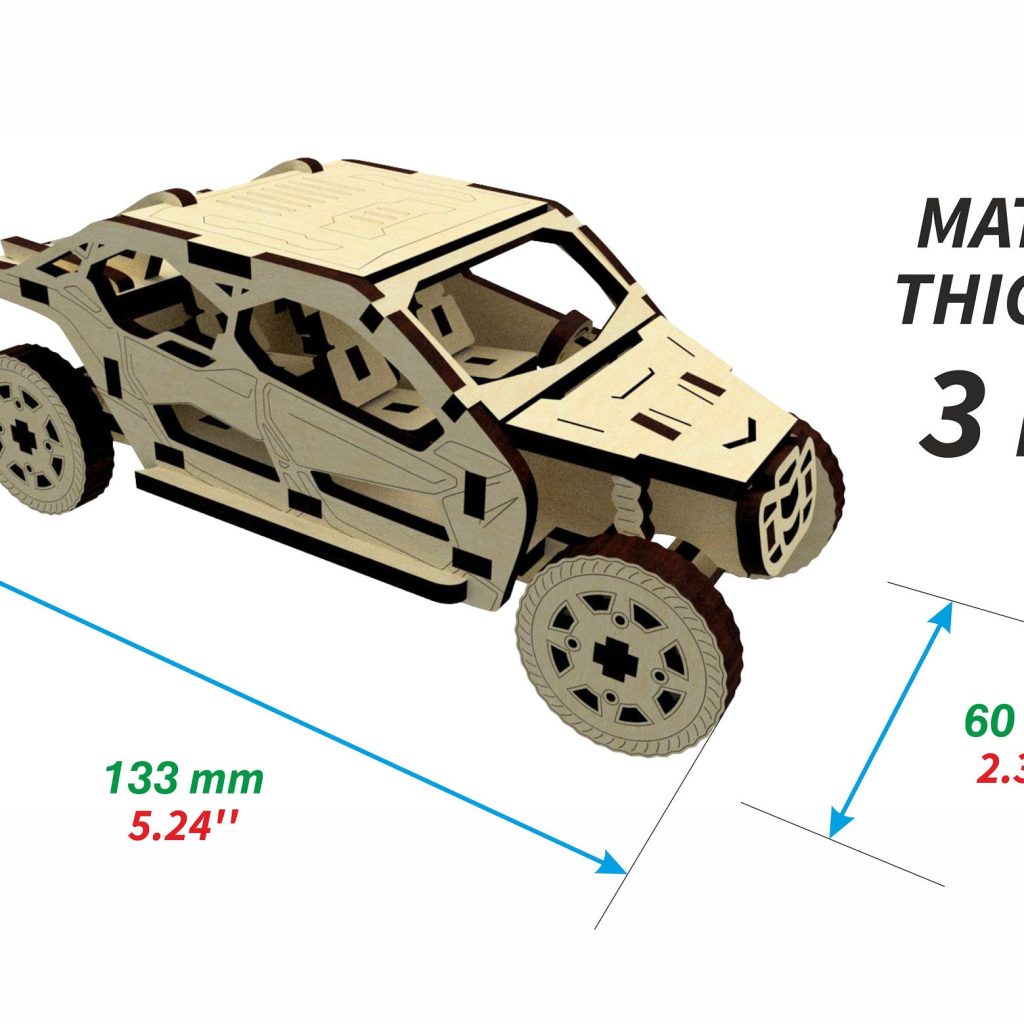 Buggy - Laser Cut File, SVG 3d Plywood Model - 3DSure