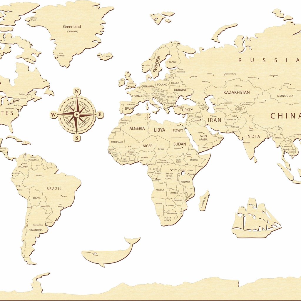 World map - laser cut file, laser engraving pattern - 3DSure
