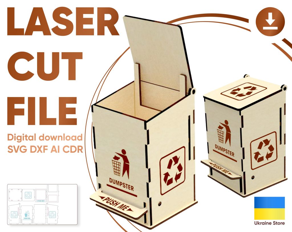 Dumpster Mechanical Box - Laser Cut File, SVG Vector Plan - 3DSure