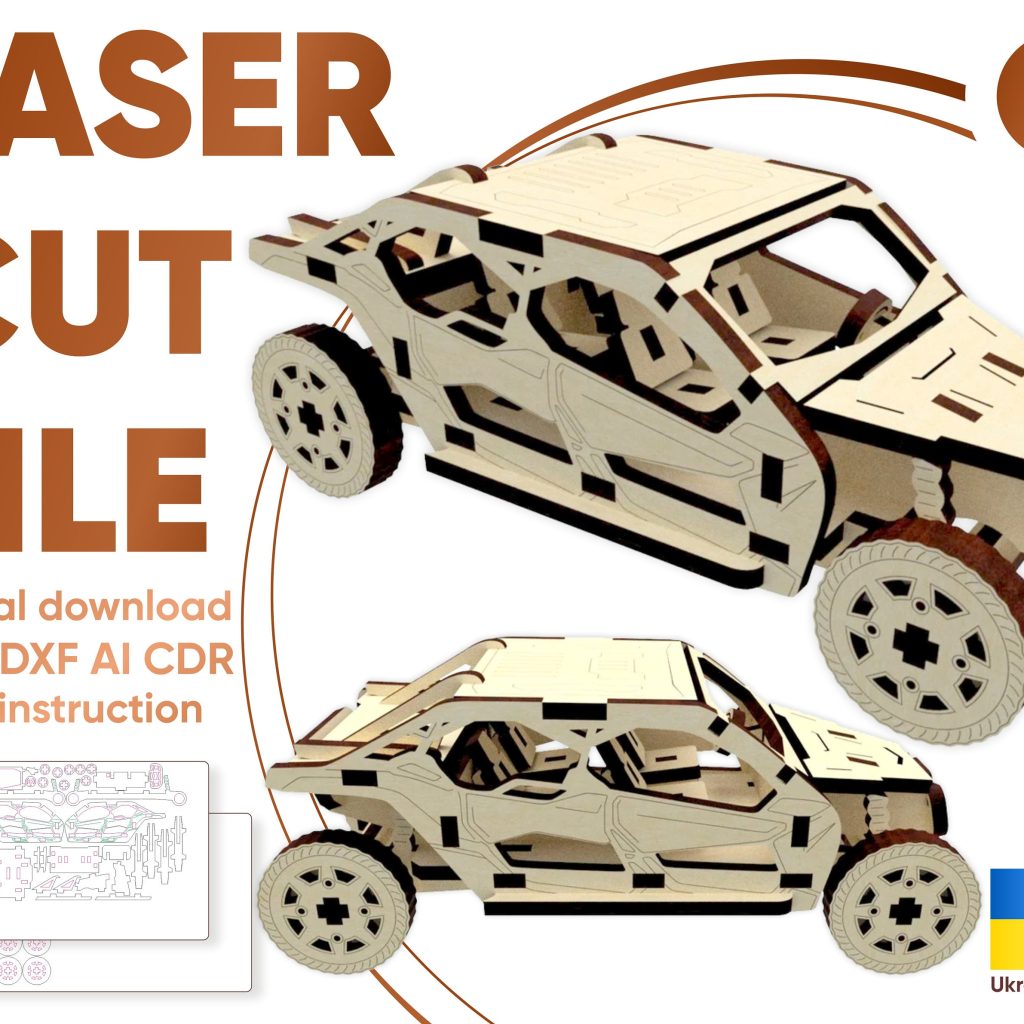 Buggy - Laser Cut File, SVG 3d Plywood Model - 3DSure